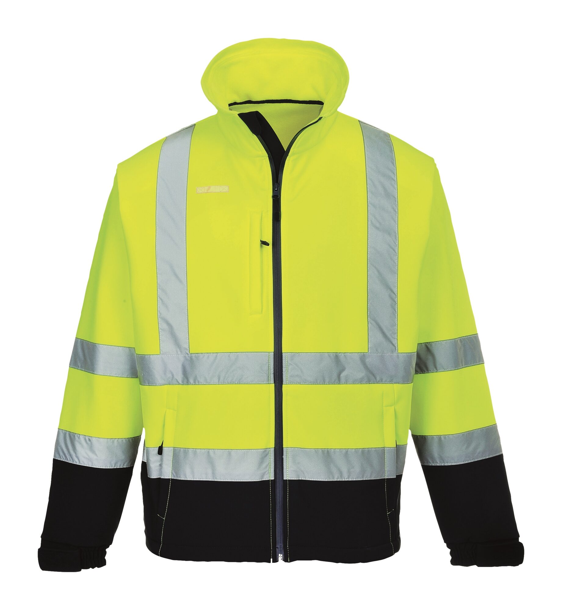 S425 Hi-Vis Contrast Softshell (3L) Yellow/Navy | Butterfly Apparel LTD